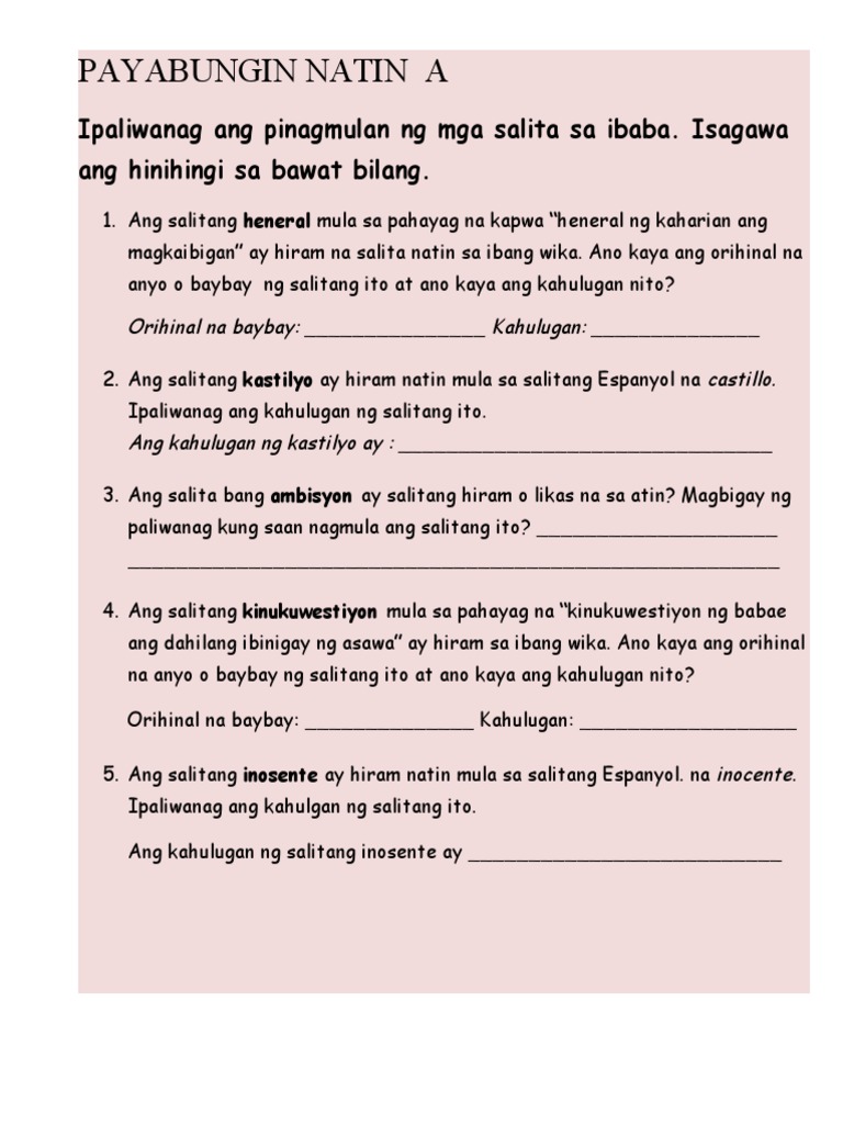 Module 2 Aralin 2 PAYABUNGIN NATIN A | PDF Module 2 Aralin 2 PAYABUNGIN NATIN A | PDF