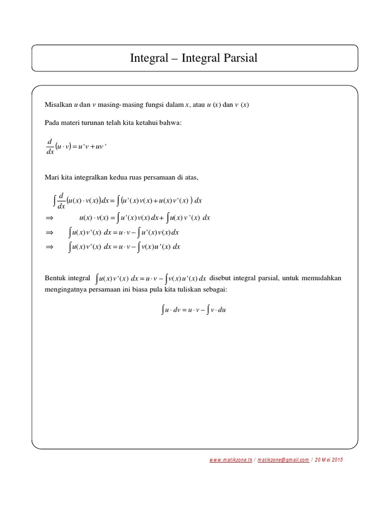 Integral - Integral Parsial PDF | PDF