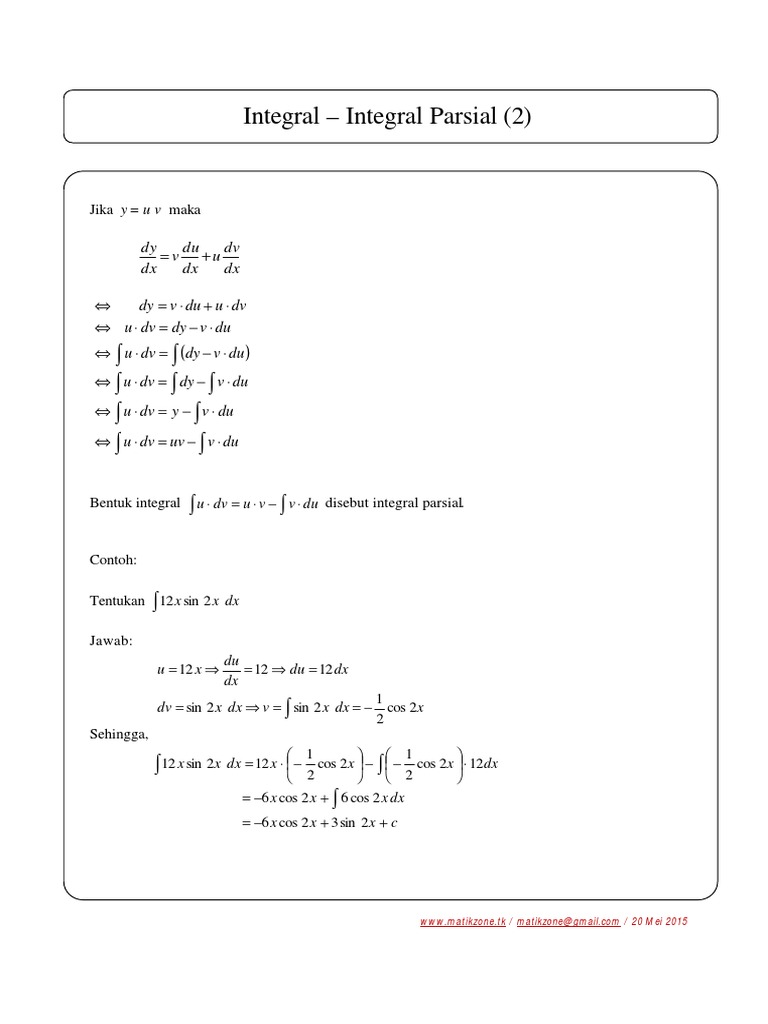 Integral - Integral Parsial, Cara 2 | PDF