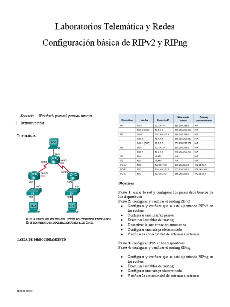 Configuración Básica de RIPv2 y RIPng22 | PDF | Enrutador (Computación) | Dirección IP