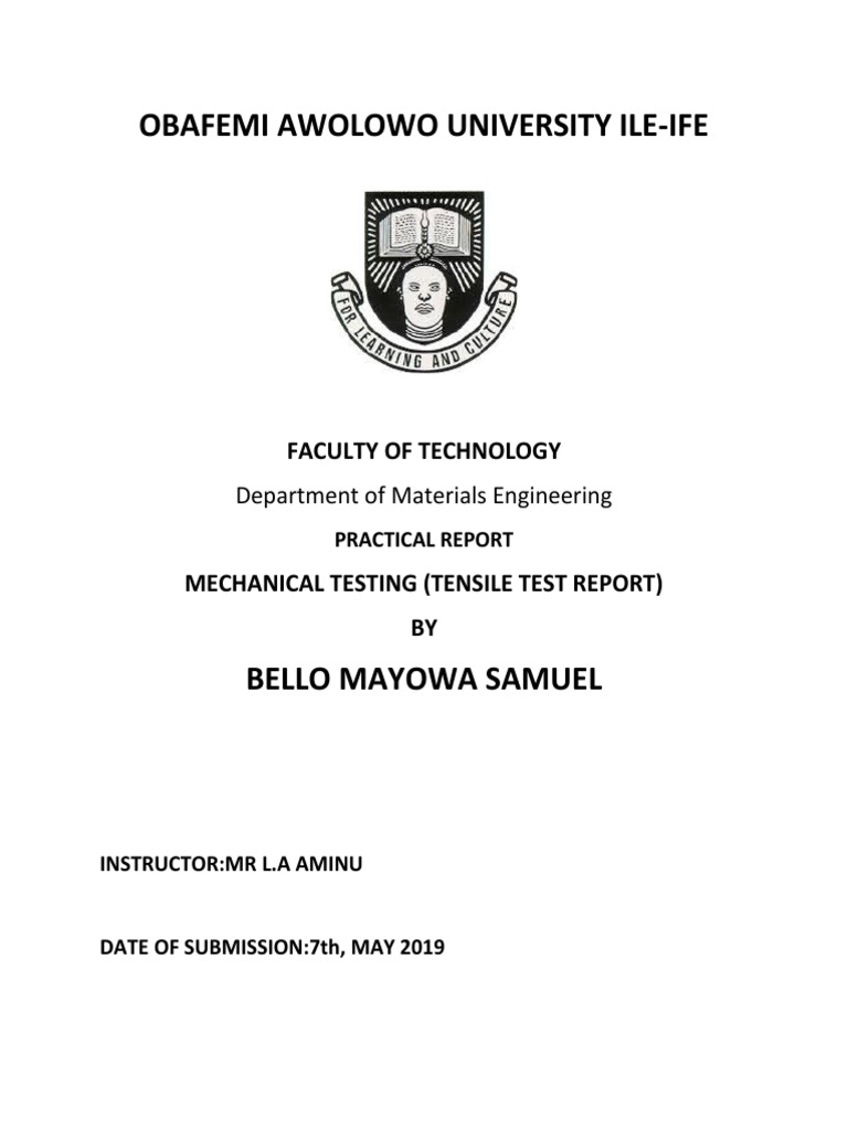 Tensile Test Report | PDF | Fracture | Strength Of Materials