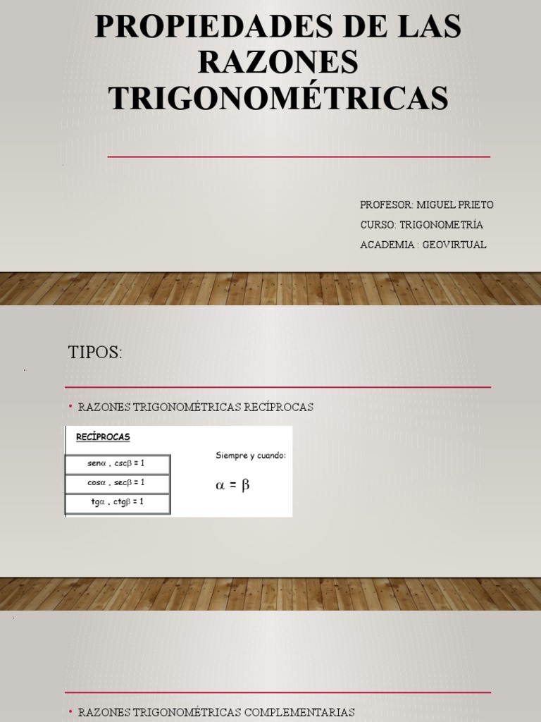 Propiedades de Las Razones Trigonométricas | PDF