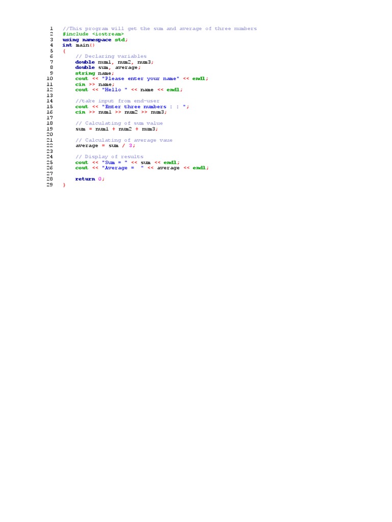 "Please Enter Your Name" "Hello " "Enter Three Numbers:: " | PDF