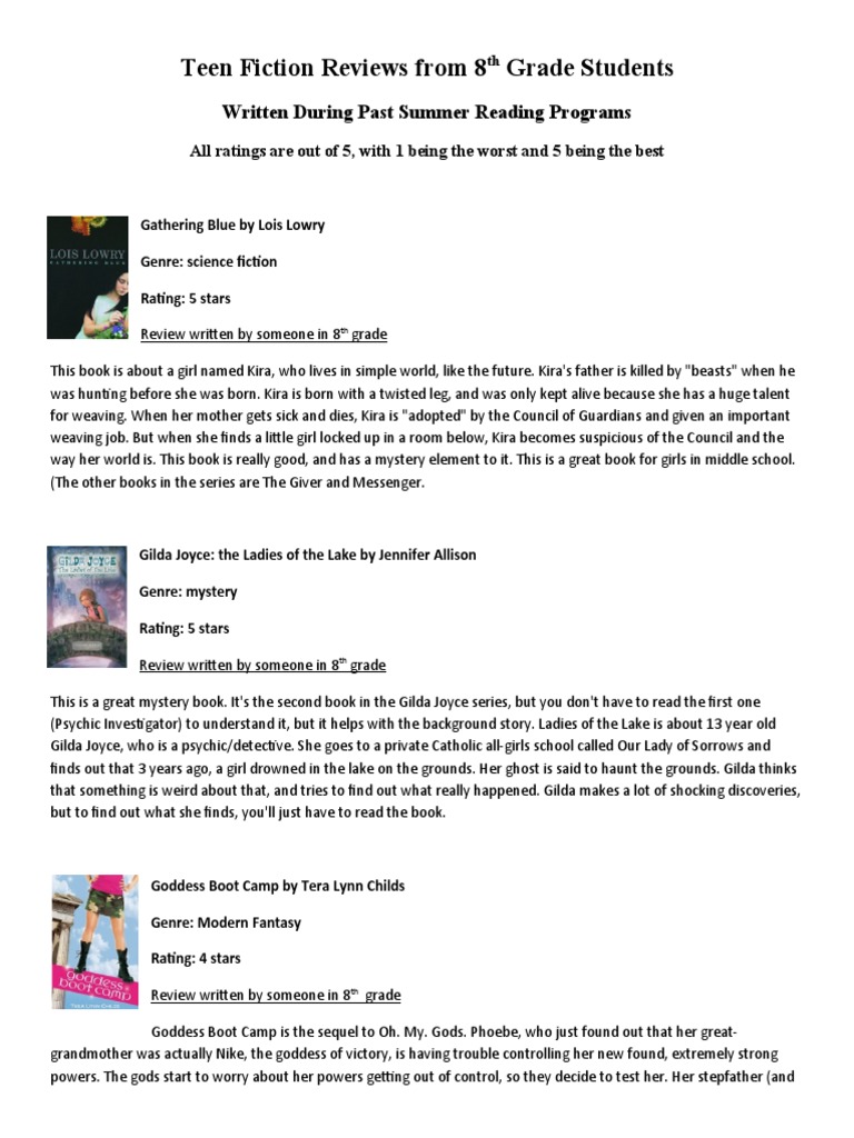 Blog 8th Grade List Three | PDF | Novels | Harry Potter