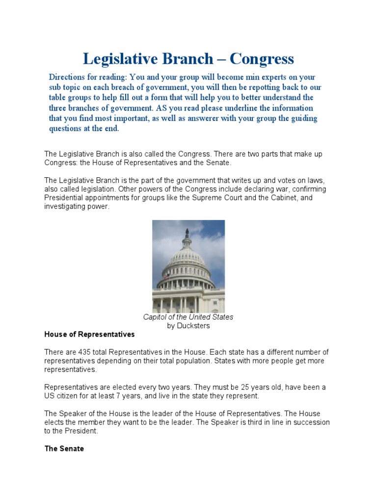 442 Discussion Lesson Plan Reading | PDF | United States Congress ...