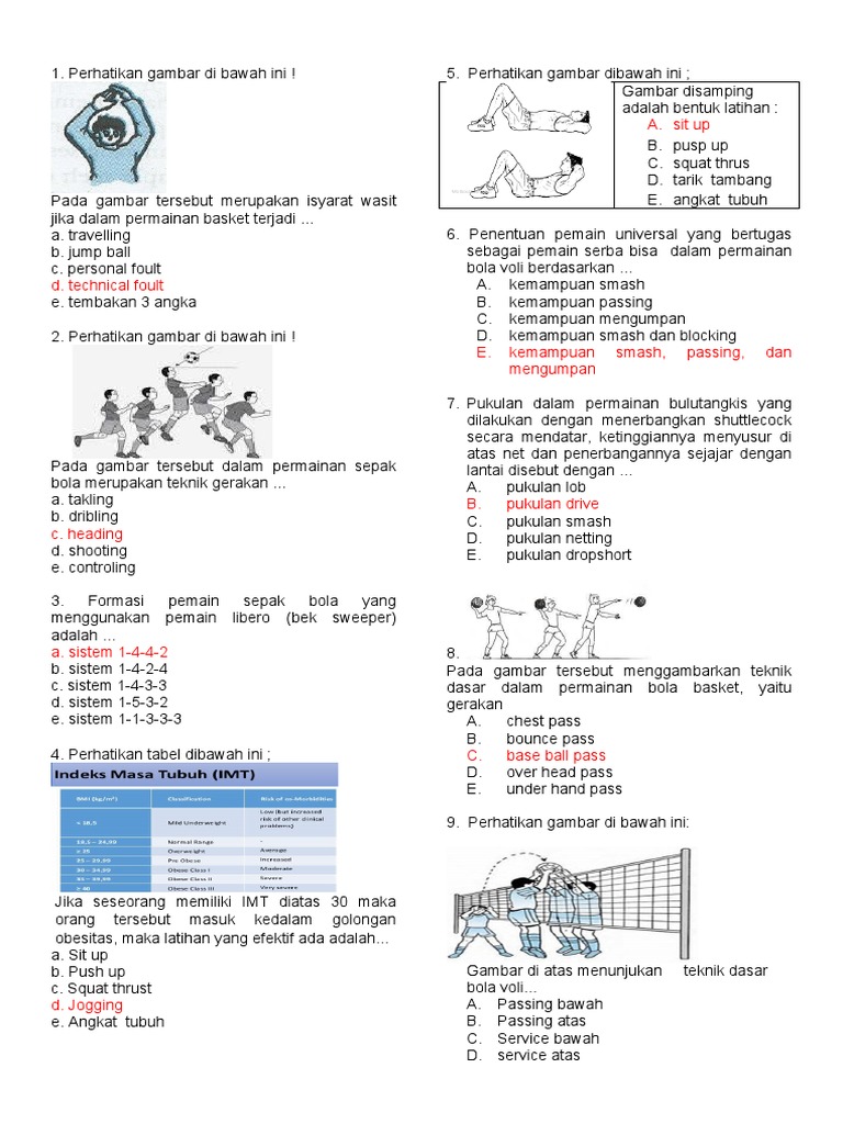 2849 - 2839 - Soal Pra Us Penjas | PDF