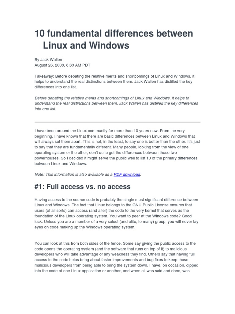 10 Fundamental Differences Between Linux and Windows: #1: Full Access ...