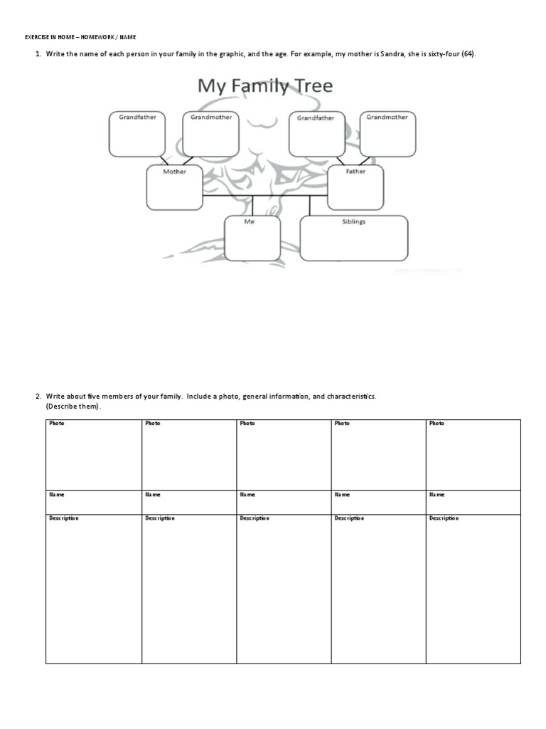 Family Vocabulary Exercise | PDF