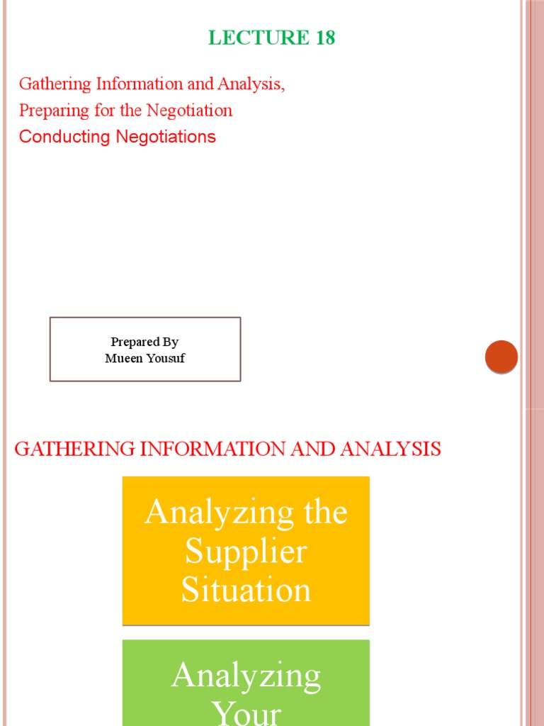 Gathering Information and Analysis, Preparing For The Negotiation ...