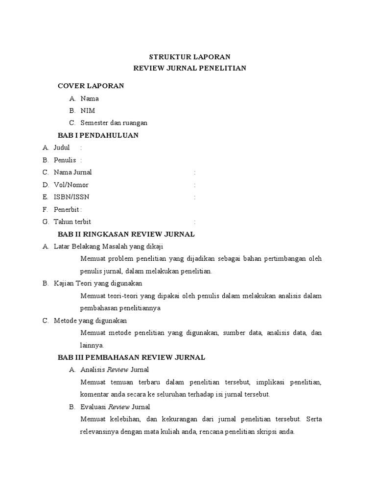 Struktur Laporan Review Jurnal Pengganti UTS | PDF