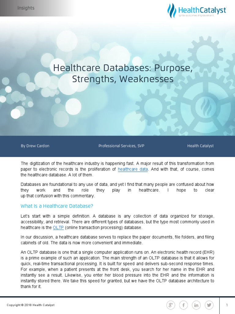 Healthcare Databases Purpose Strengths Weaknesses | PDF | Data ...