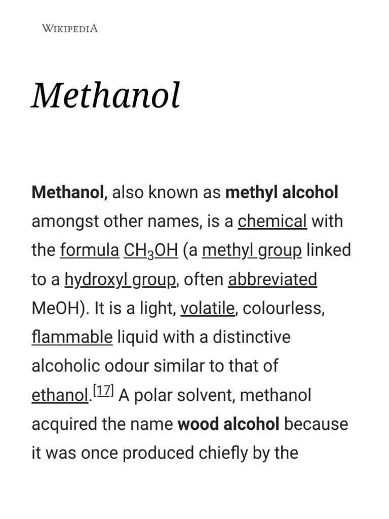A Comprehensive Overview of Methanol: Its Properties, Production, Uses ...