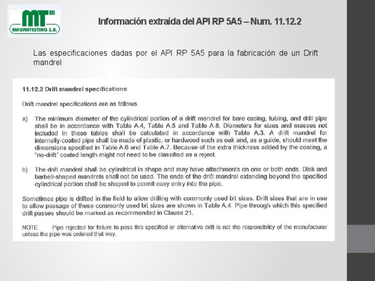 Especificaciones de Drift Mandrel API | PDF | Informática