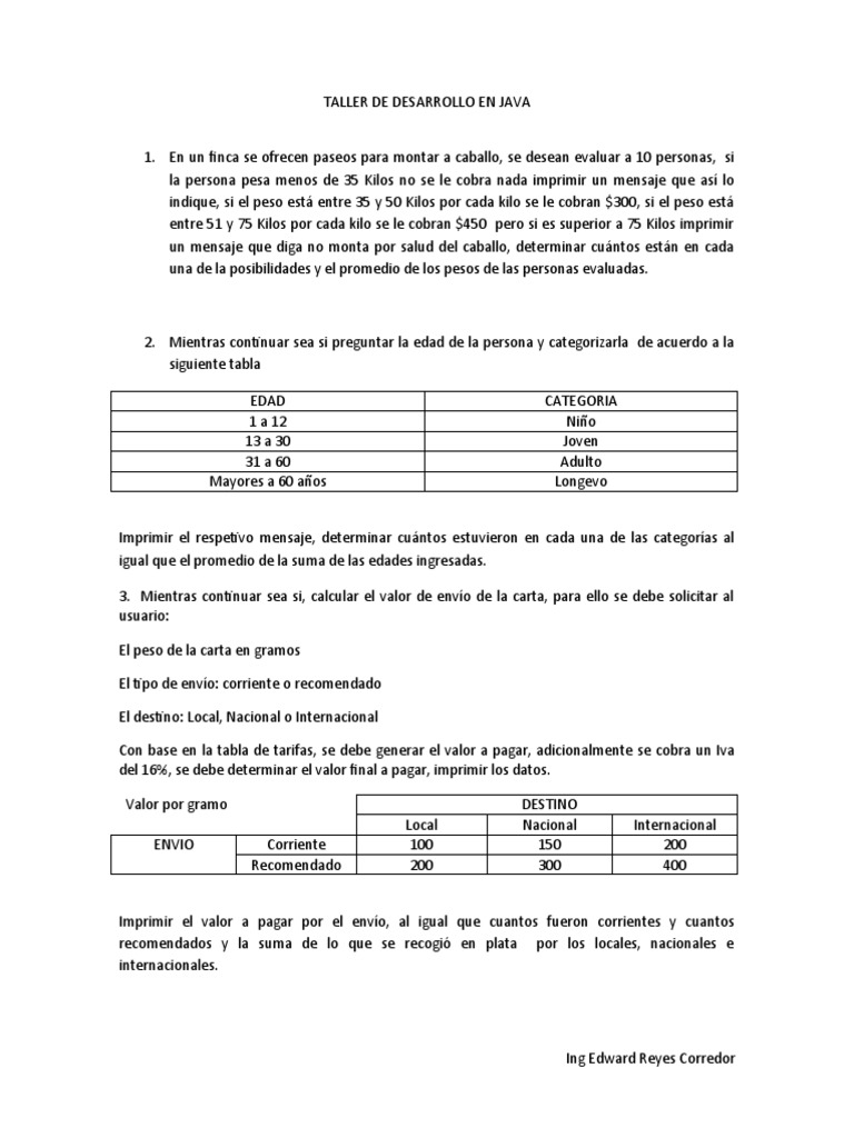 Taller Java | PDF | Salario | Business