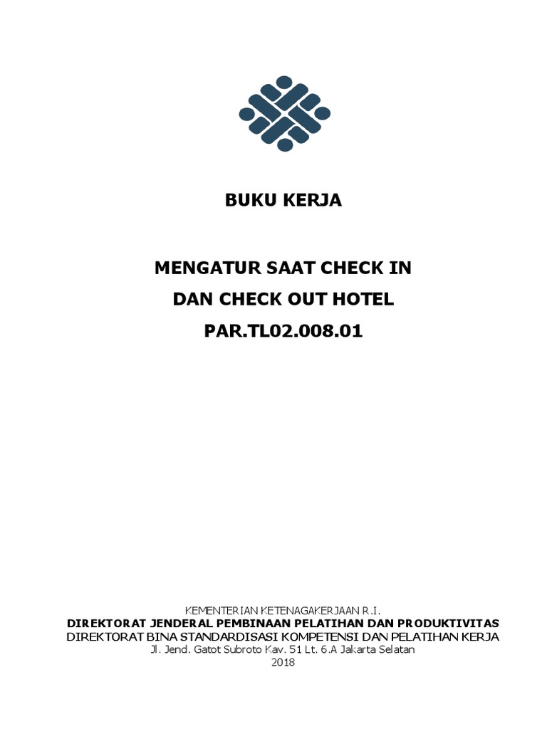 Buku Kerja - Mengatur Saat Check in Dan Check Out Hotel - Kode PAR ...