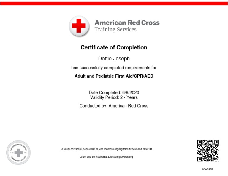 Red Cross First Aid/CPR Certificate | PDF