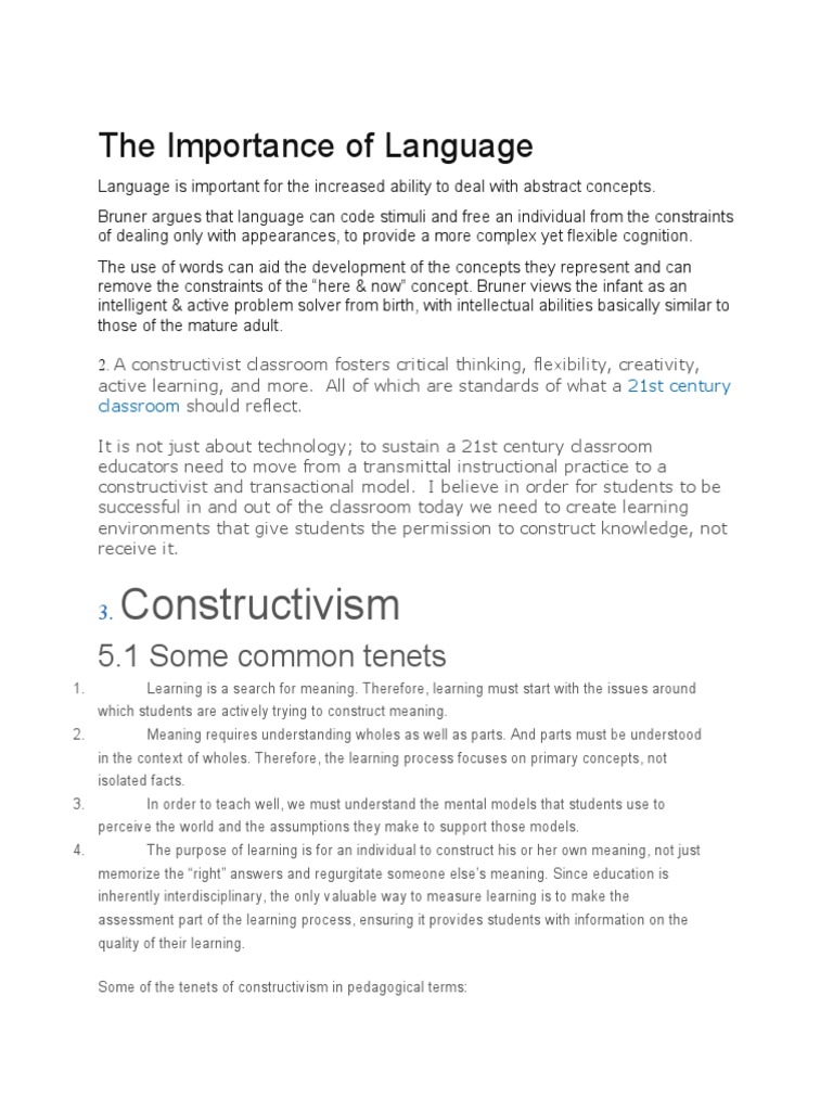 The Role of Language in Learning | PDF | Constructivism (Philosophy Of ...
