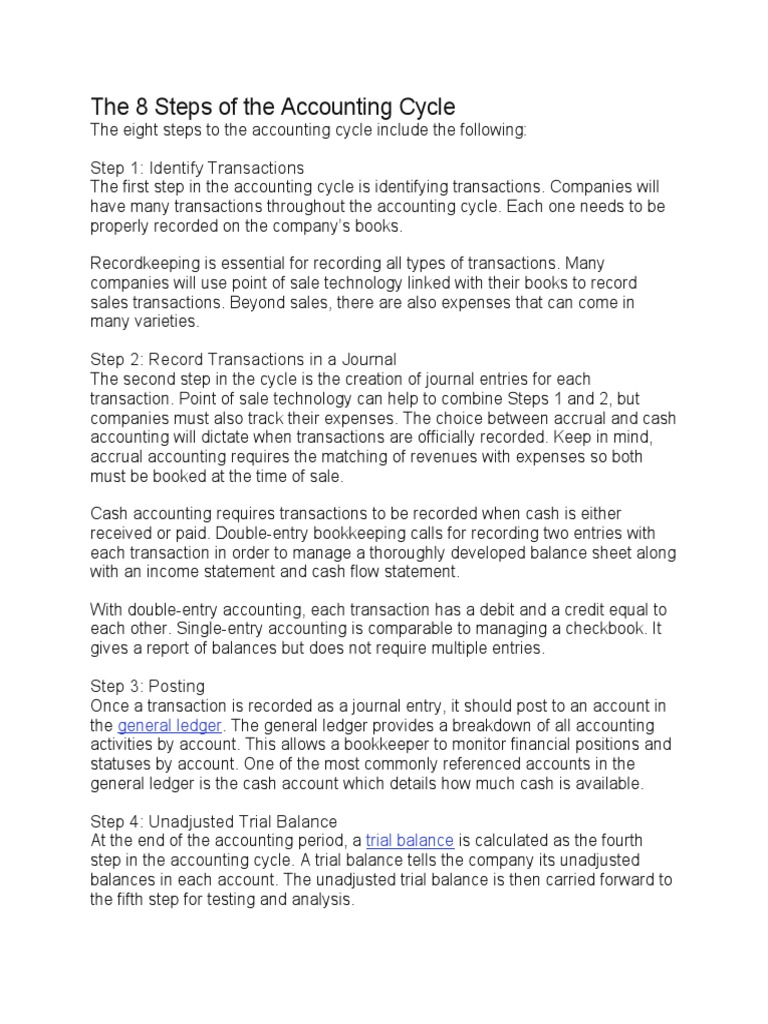 8 Steps in Accounting Cycle | PDF | Bookkeeping | Debits And Credits