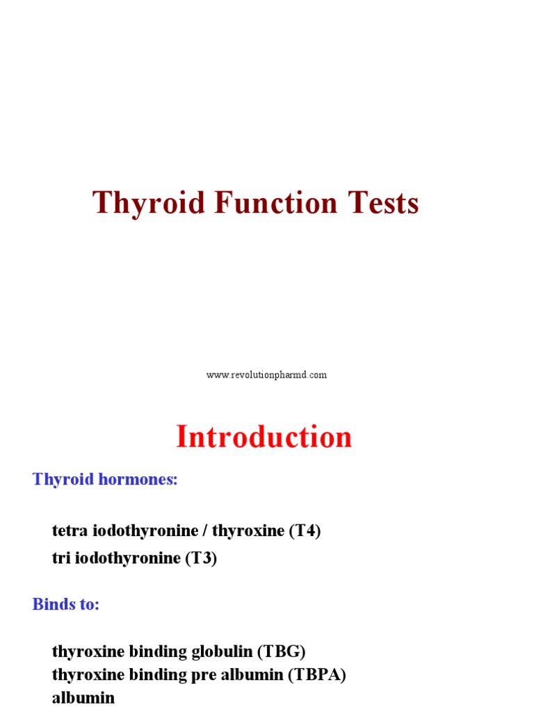 Thyroid Function Tests | PDF | Thyroid Stimulating Hormone | Hypothyroidism