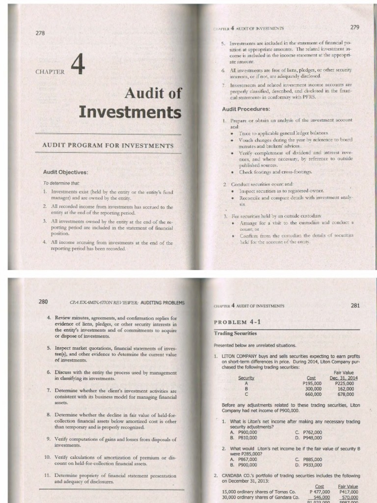 Auditing Problems Gerardo Roque (Investment) | PDF