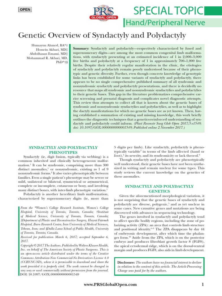 Polydactyly Overview | PDF | Genetics | Biology