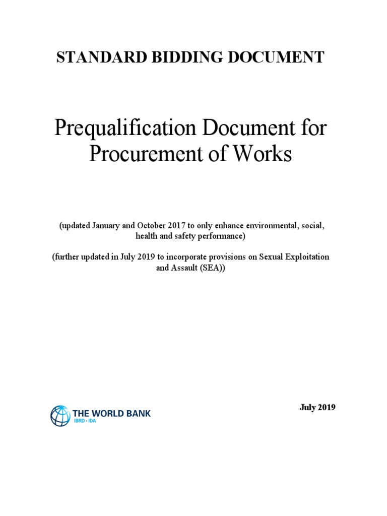 World Bank Prequalification Document | PDF | Procurement | Joint Venture