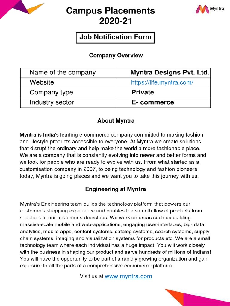 Campus Placements 2020-21: Job Notification Form | PDF | E Commerce ...