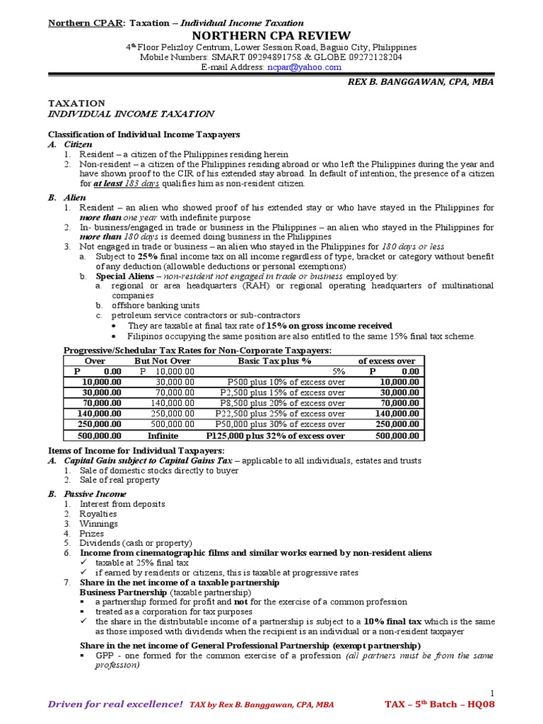 Income Tax Notes Lectures | PDF | Tax Deduction | Gross Income