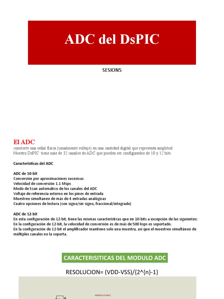 MODULO - ADC Del DsPIC | PDF | Almacenador intermediario de datos | Conversor analógico a digital