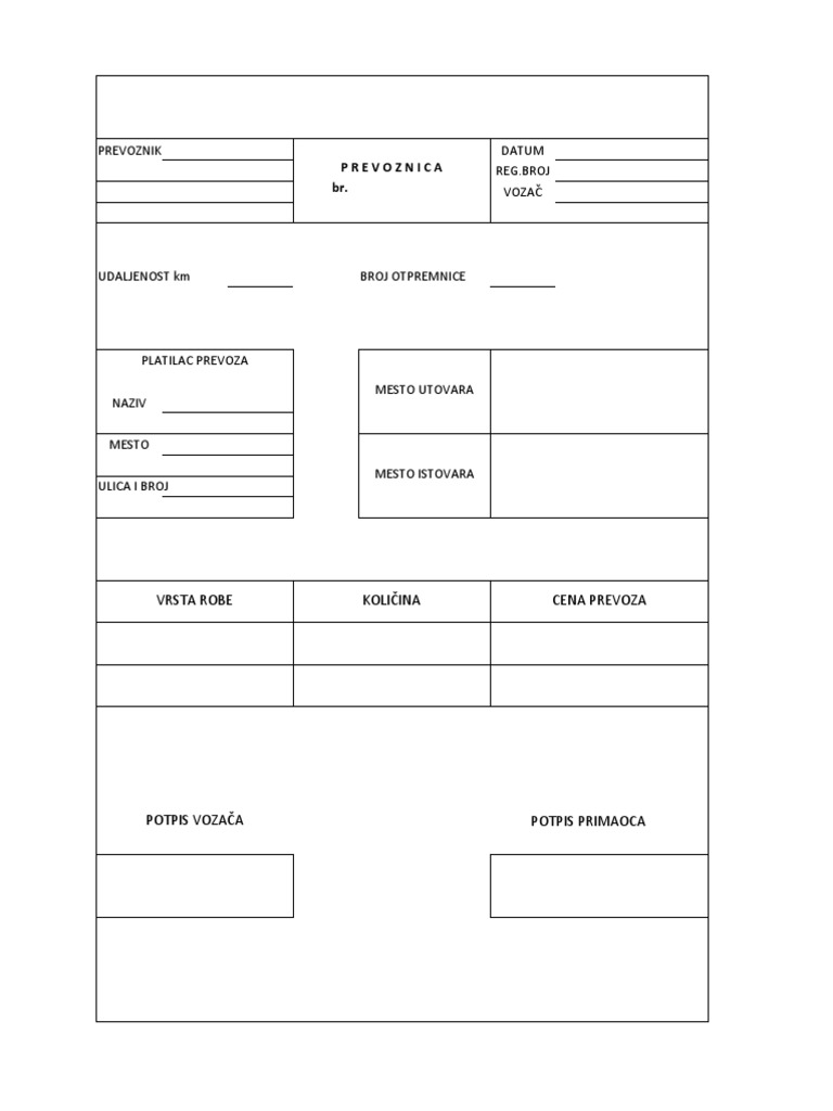 Prevoznica | PDF