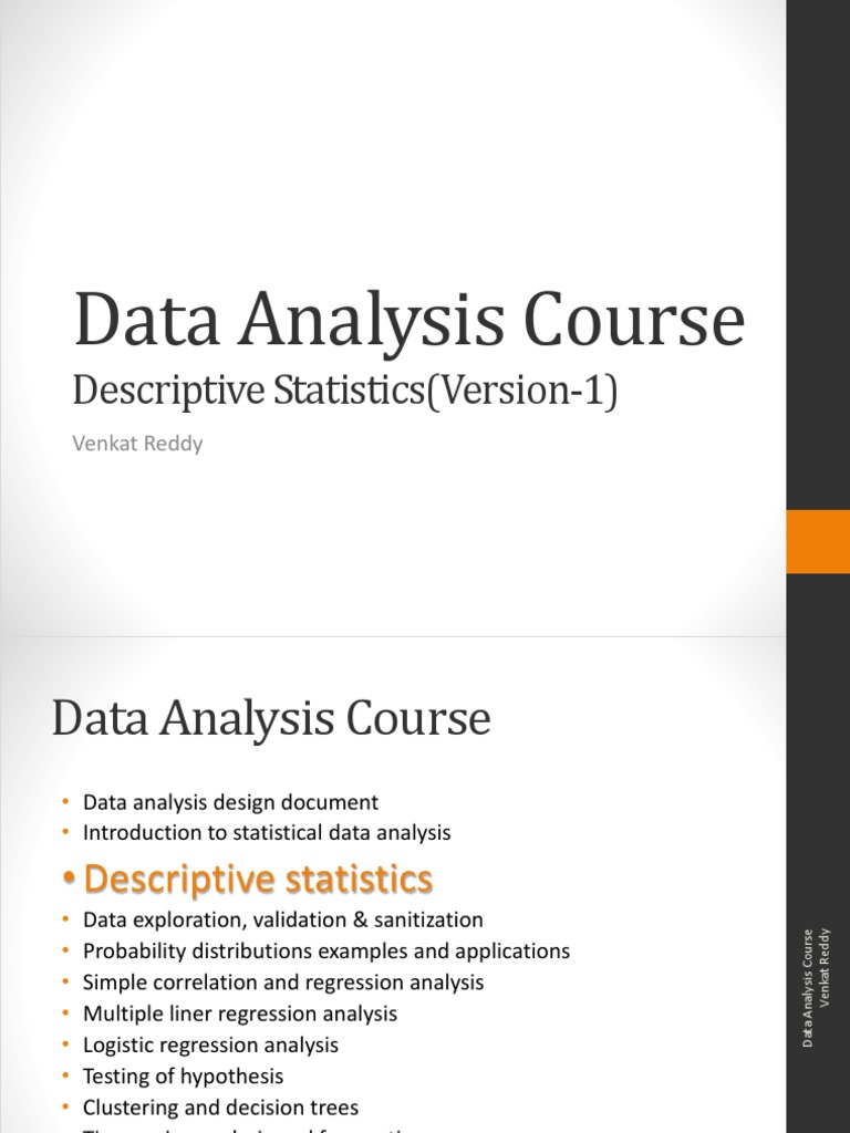 Data Analysis Course: Descriptive Statistics (Version-1) | PDF ...