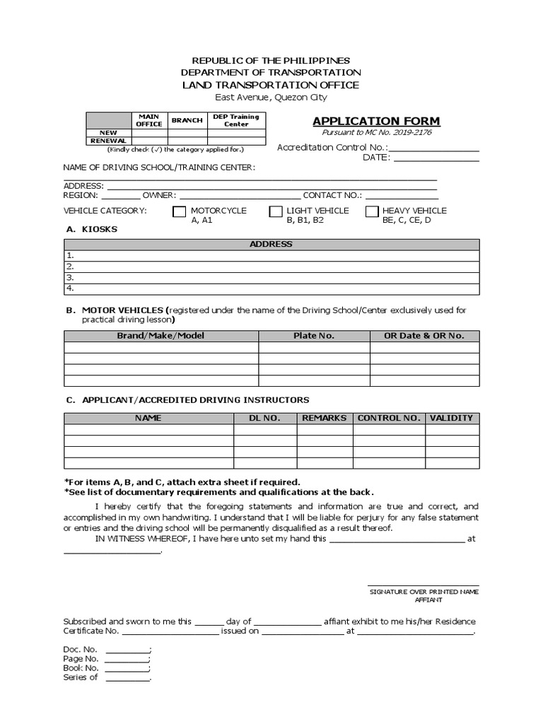Driving School Accreditation Application | PDF | Driver's License ...