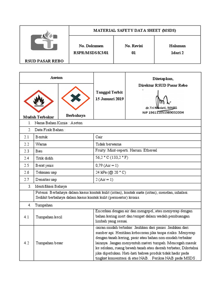 MSDS Aseton | PDF