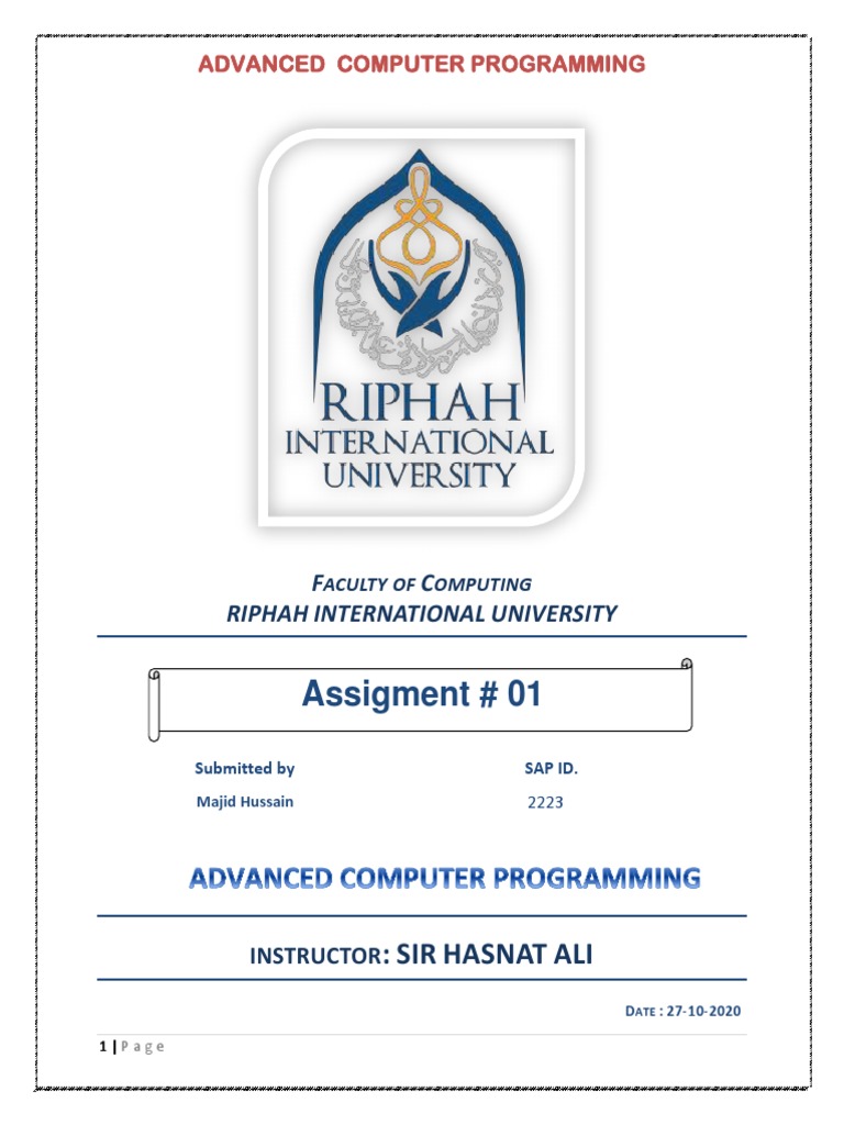 Assigment # 01:: SIR Hasnat ALI | PDF | Integer (Computer Science) | Image Scanner