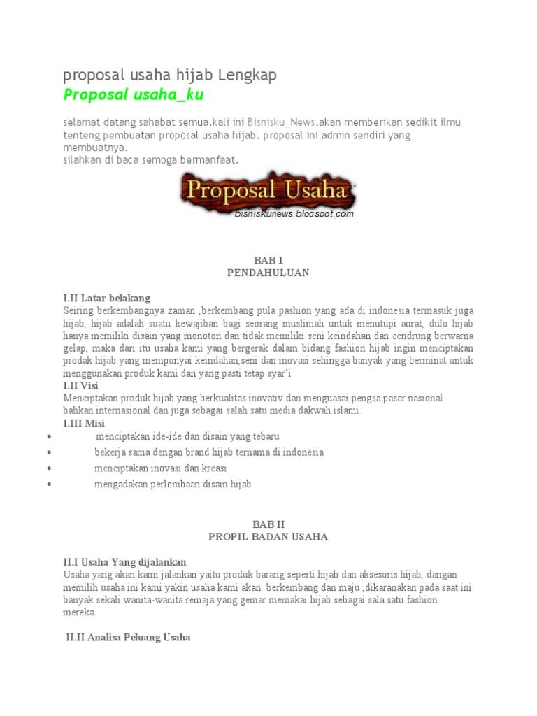 Proposal Usaha Hijab Lengkap | PDF