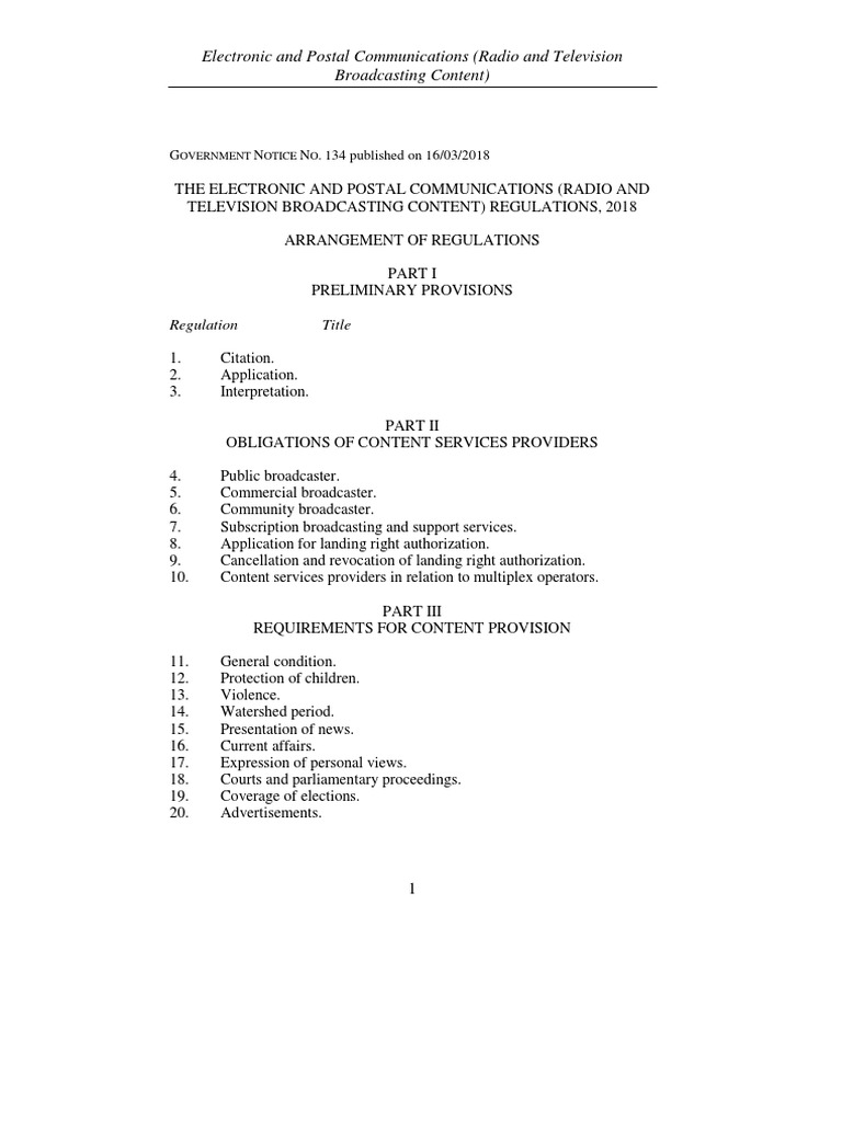 Broadcasting Content Regulations 2018 | PDF | Broadcasting | Public ...