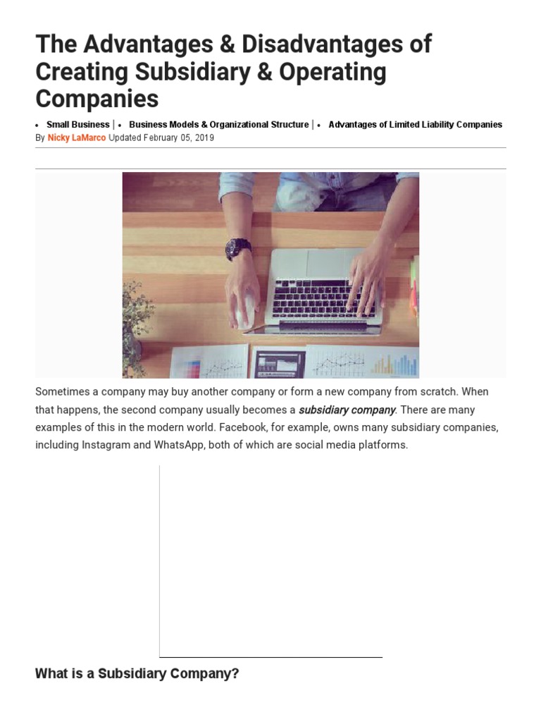 The Advantages & Disadvantages of Creating Subsidiary & Operating ...