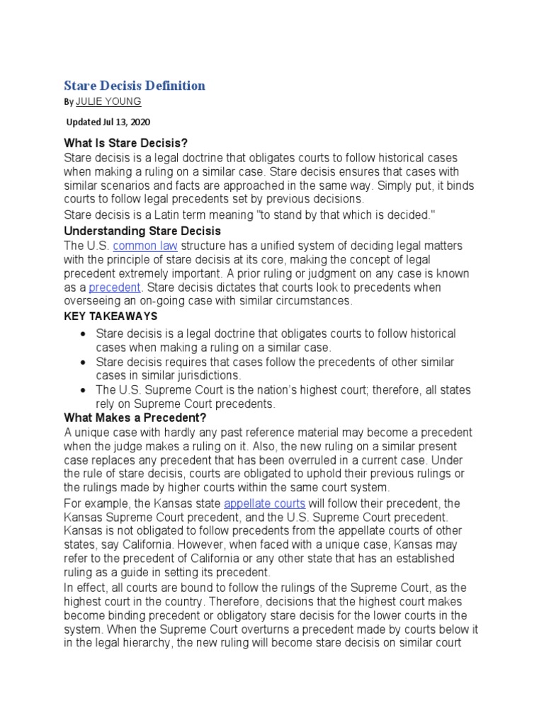 Stare Decisis Definition | PDF | Insider Trading | Precedent