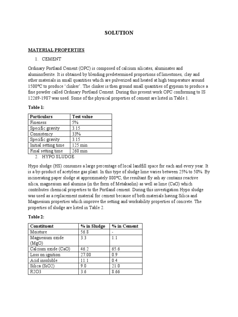 Solution: Material Properties | PDF | Construction Aggregate | Cement