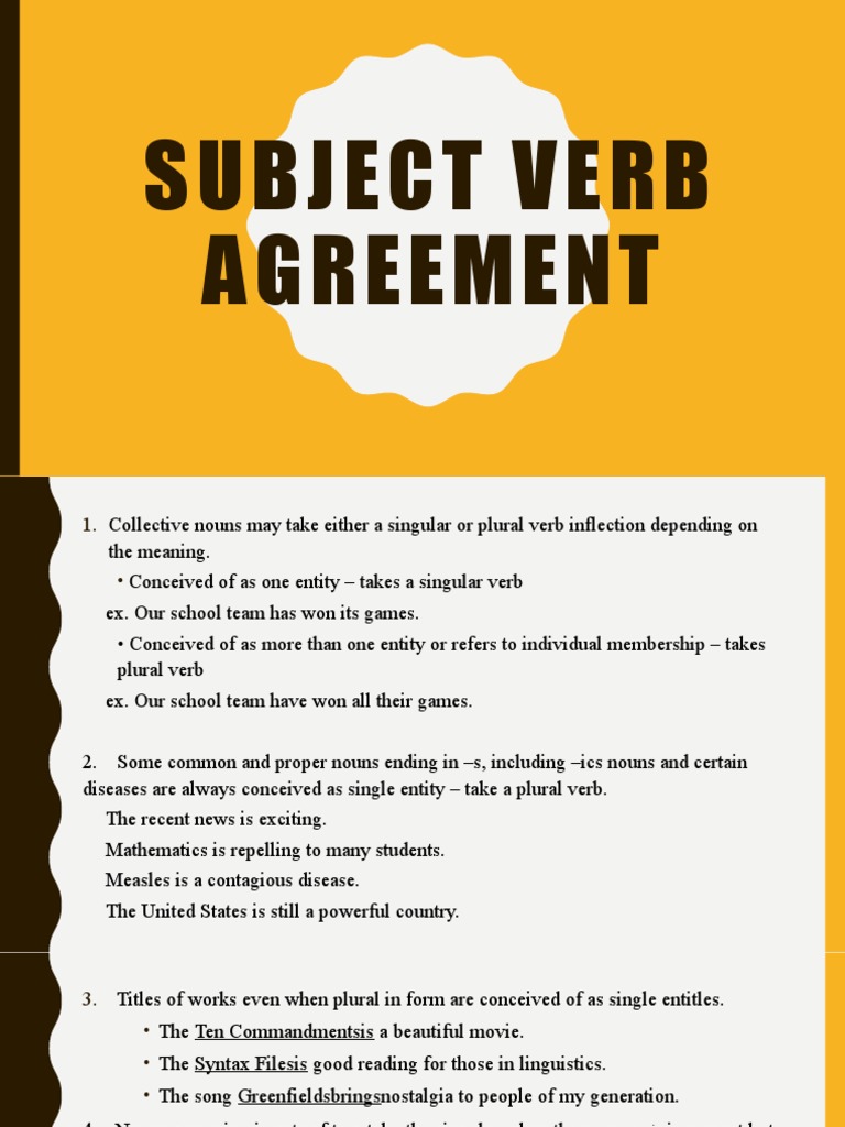 Subject Verb Agreement | PDF | Grammatical Number | Plural