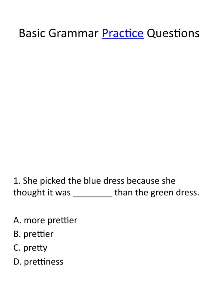 Basic Grammar Practice Questions | PDF | Object (Grammar) | Comma