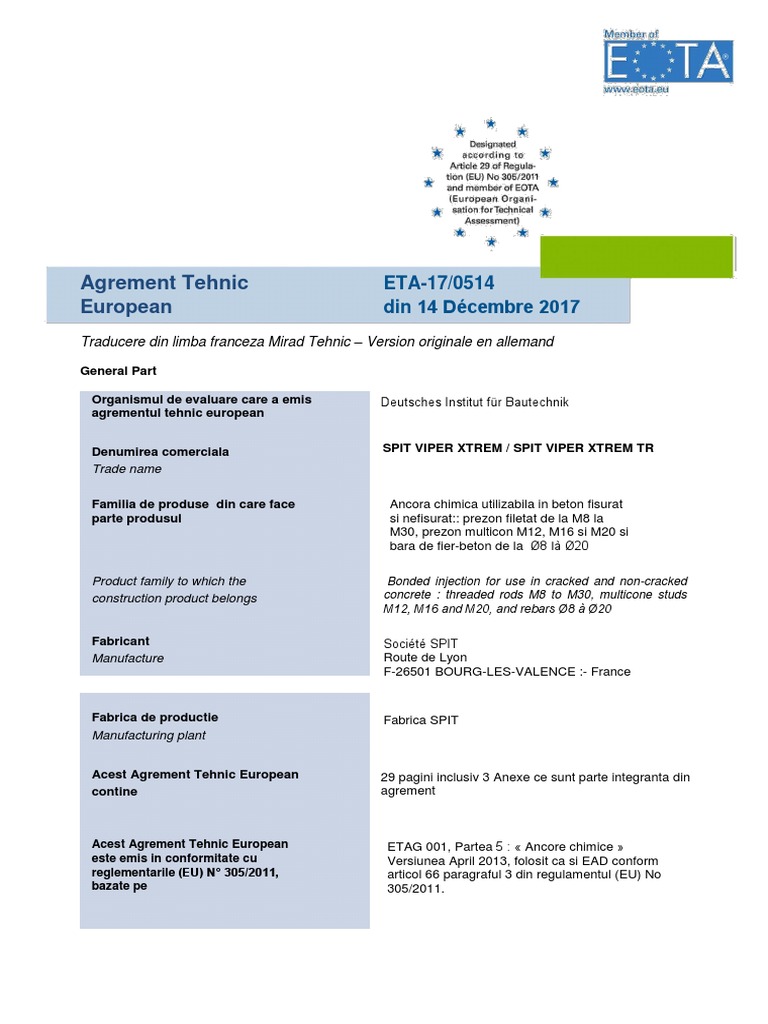 Ancora - Chimica - Spit - VIPER - SPIT - STUD - 17 - 0514 - TEC - ETA ...