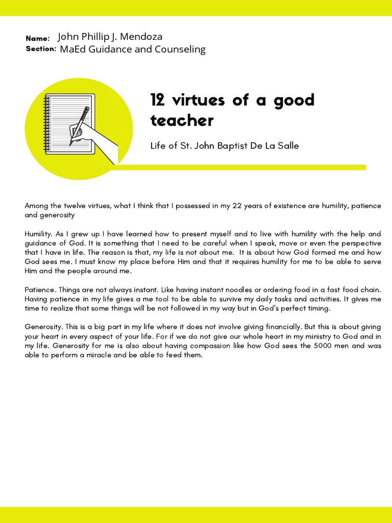 12 Virtues of A Good Teacher - MendozaJP | PDF