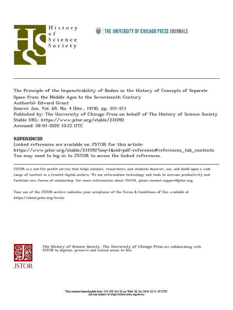 Grant, The Principle of The Impenetrability of Bodies in The History of ...