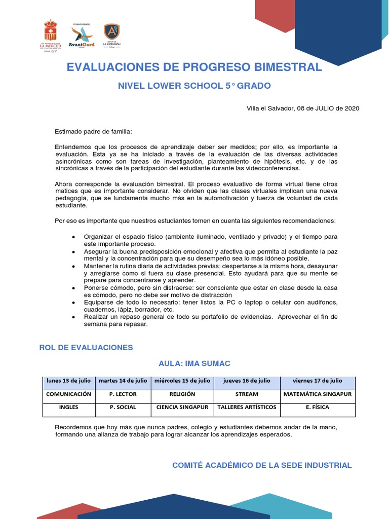 Ima Sumac Rol de Exámenes Del Ii Bimestre | PDF | Evaluación | Cognición