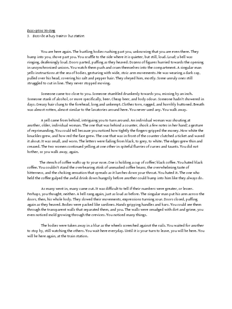 Descriptive Writing 3. Describe A Busy Train or Bus Station | PDF ...