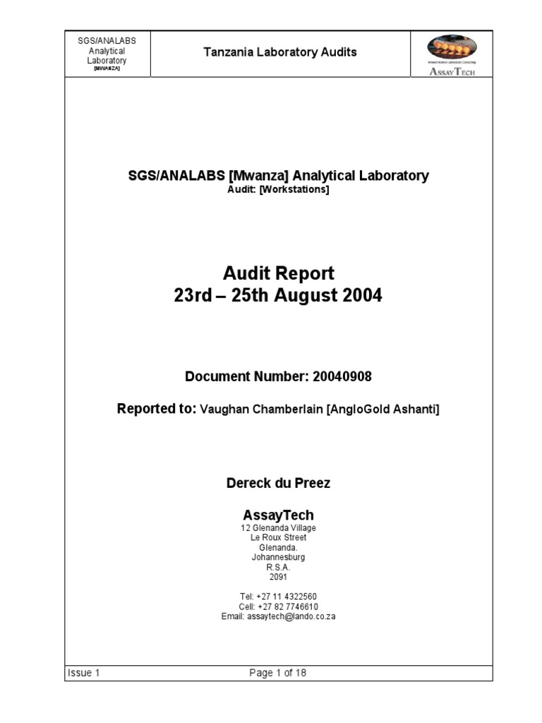 Tanzania Audits Final Report (Workstations SGS MWANZA) PDF | Download ...