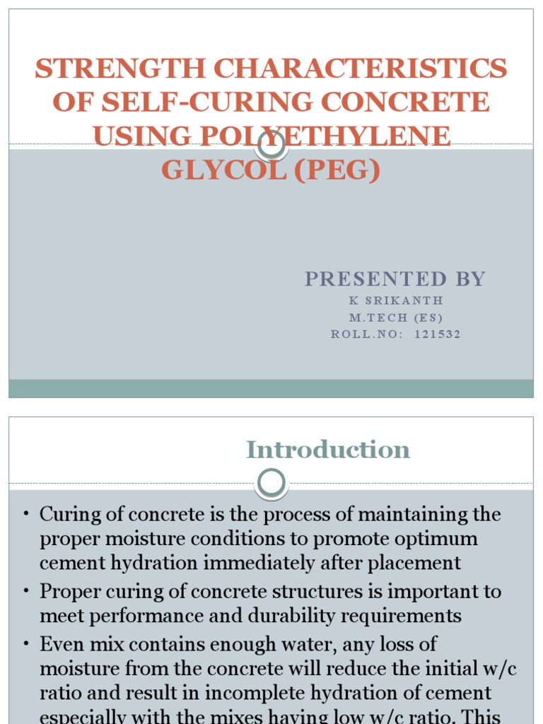Strength Characteristics of Self-Curing Concrete Using Polyethylene Glycol (Peg) | PDF ...