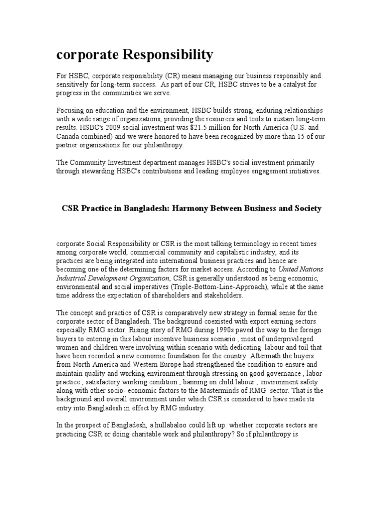 Corporate Responsibility: CSR Practice in Bangladesh: Harmony Between ...