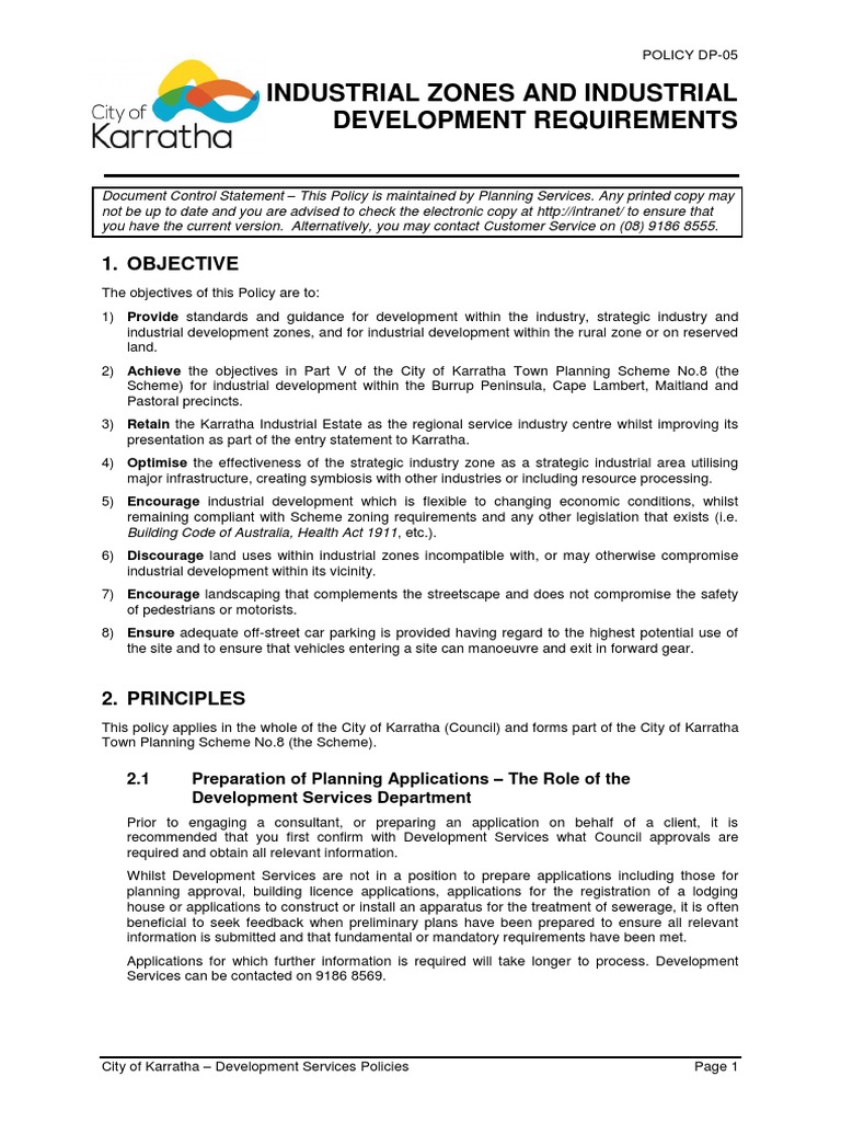 Industrial Zones and Industrial Development Requirements: 1. Objective ...